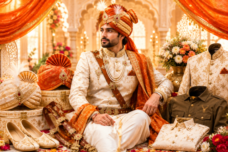 Rajputana Groom Fashion Trends 2026 | Achkan, Bandhgala, Safa & Wedding ...